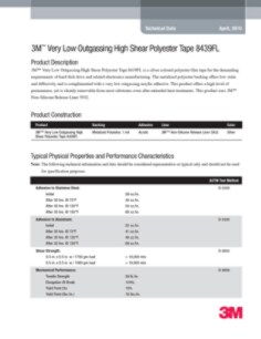 3M™ Low Outgassing High Shear Polyester Tape 8439FL, 5-1/2 in x 72 yds ...