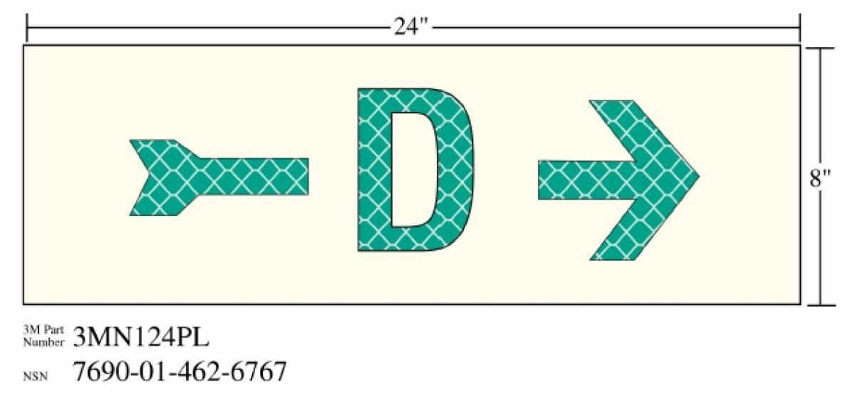3M™ Photoluminescent Film 6900, Shipboard Sign 3MN124PL, 24 in x 8 in ...