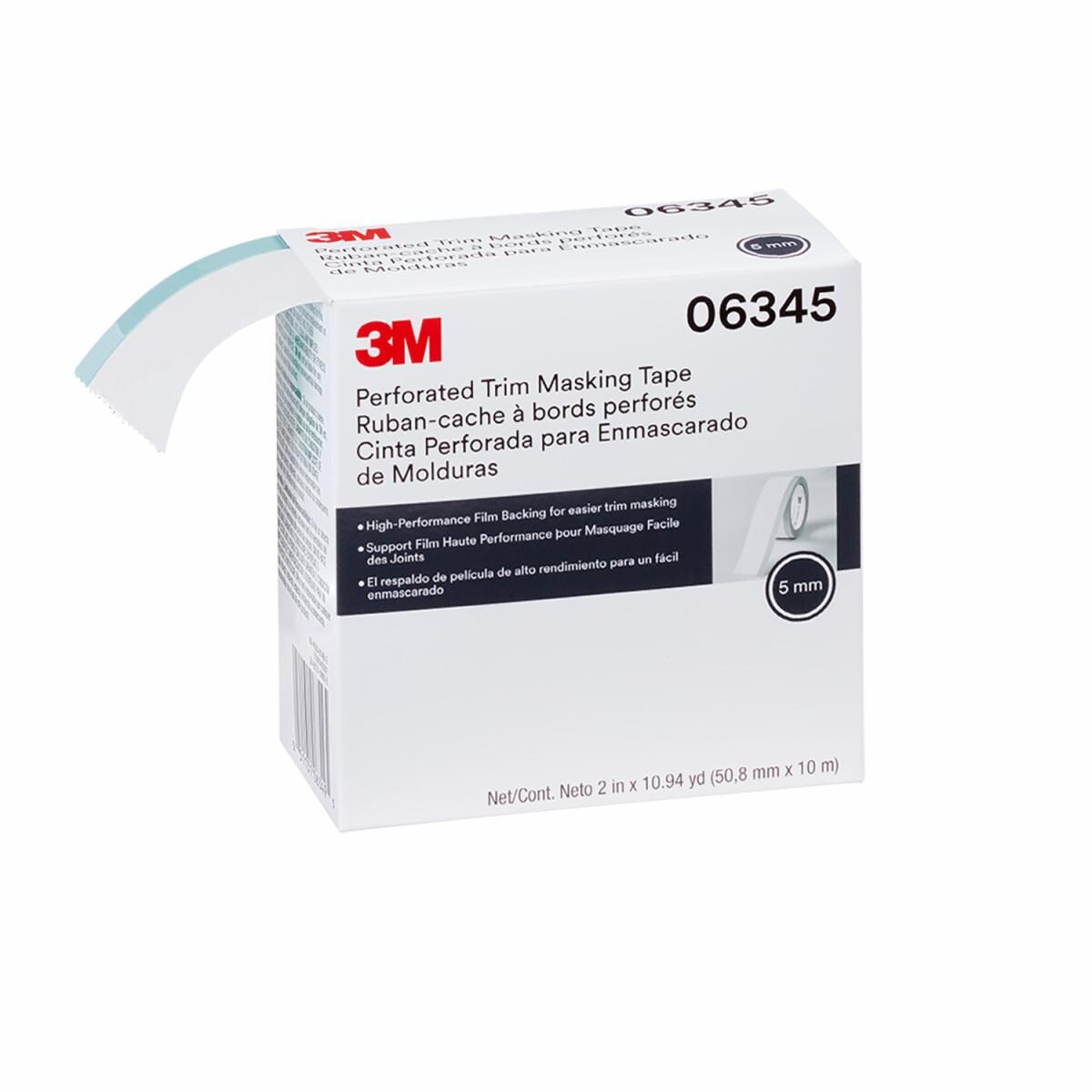 3M™ Perforated Trim Masking Tape, 06345, 5 mm Hard Band, 50.8 mm x 10 m ...