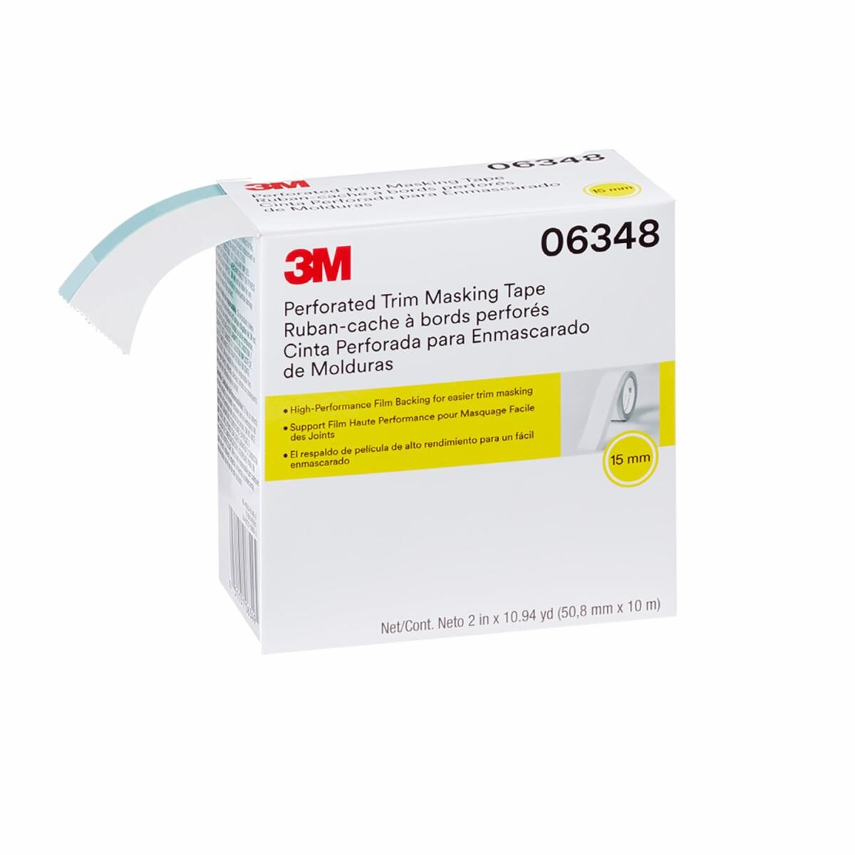 3M™ Perforated Trim Masking Tape, 06348, 15 mm Hard Band, 50.8 mm x 10 ...