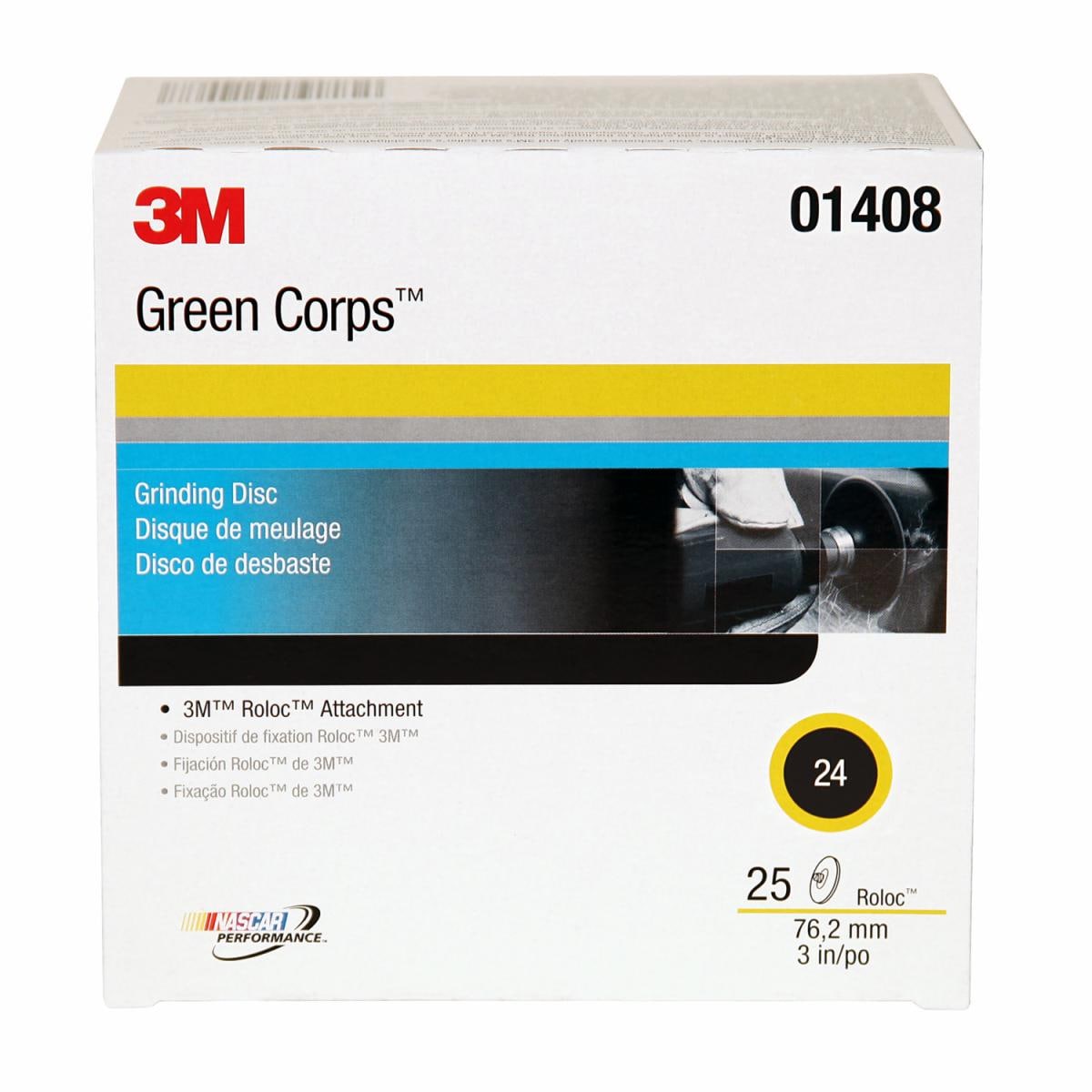 3M™ Green Corps™ Roloc™ Disc, 01408, 3 in, 24YF, 25 discs per box, 10 ...