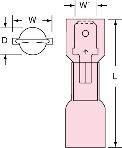 3M™ Scotchlok™ Male Disconnect, Fully Nylon Insulated Butted Seam MNU18 ...