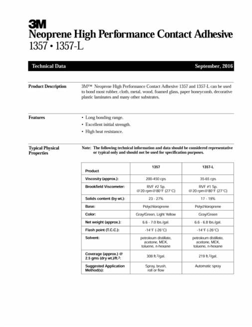 3M™ Neoprene High Performance Contact Adhesive 1357L Gray-Green, 54 gal ...