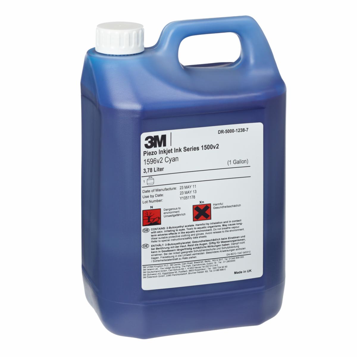 3M™ Piezo InkJet Ink, 1596v2, cyan, 1 gallon (3.8 L) | 3M Canada
