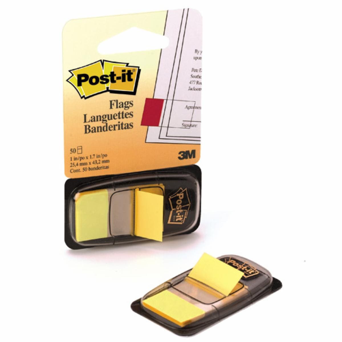 Post-it® Flags 680-5, Canary Yellow, 1 in x 1.7 in (25,4 mm x 43,2 mm ...
