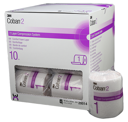 3M™ Coban™ 2 Layer Comfort Foam Layer 20014, 10 cm x 3.5 m, 18 Rolls ...