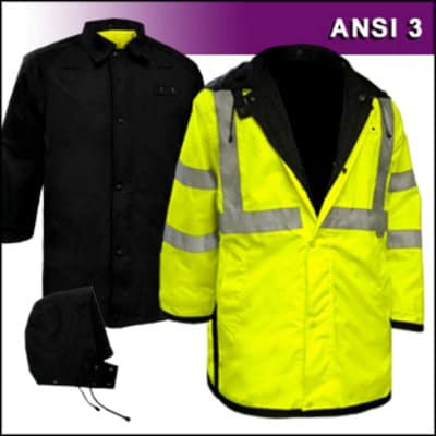 Reflective Apparel Factory VEA-449 Hi Vis Safety Reversible Raincoat ...
